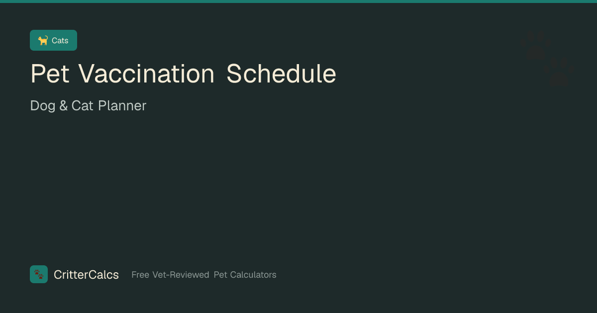 Pet Vaccination Schedule — Dog & Cat Planner | CritterCalcs